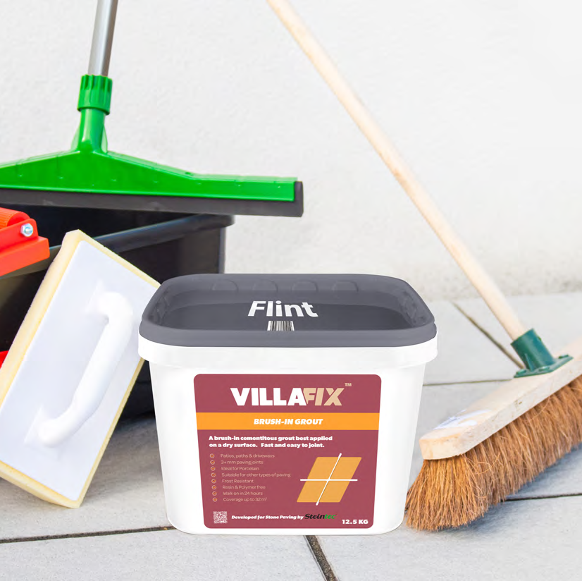 VillaFix Brush-In Grout Flint, 12.5kg Tub | Stone Zone & Landscaping ...